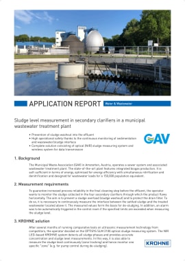 Sludge level measurement in secondary clarifiers in a municipal ...
