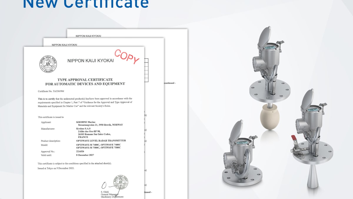OPTIWAVE Radar level transmitters awarded Class NK Marine TA ...